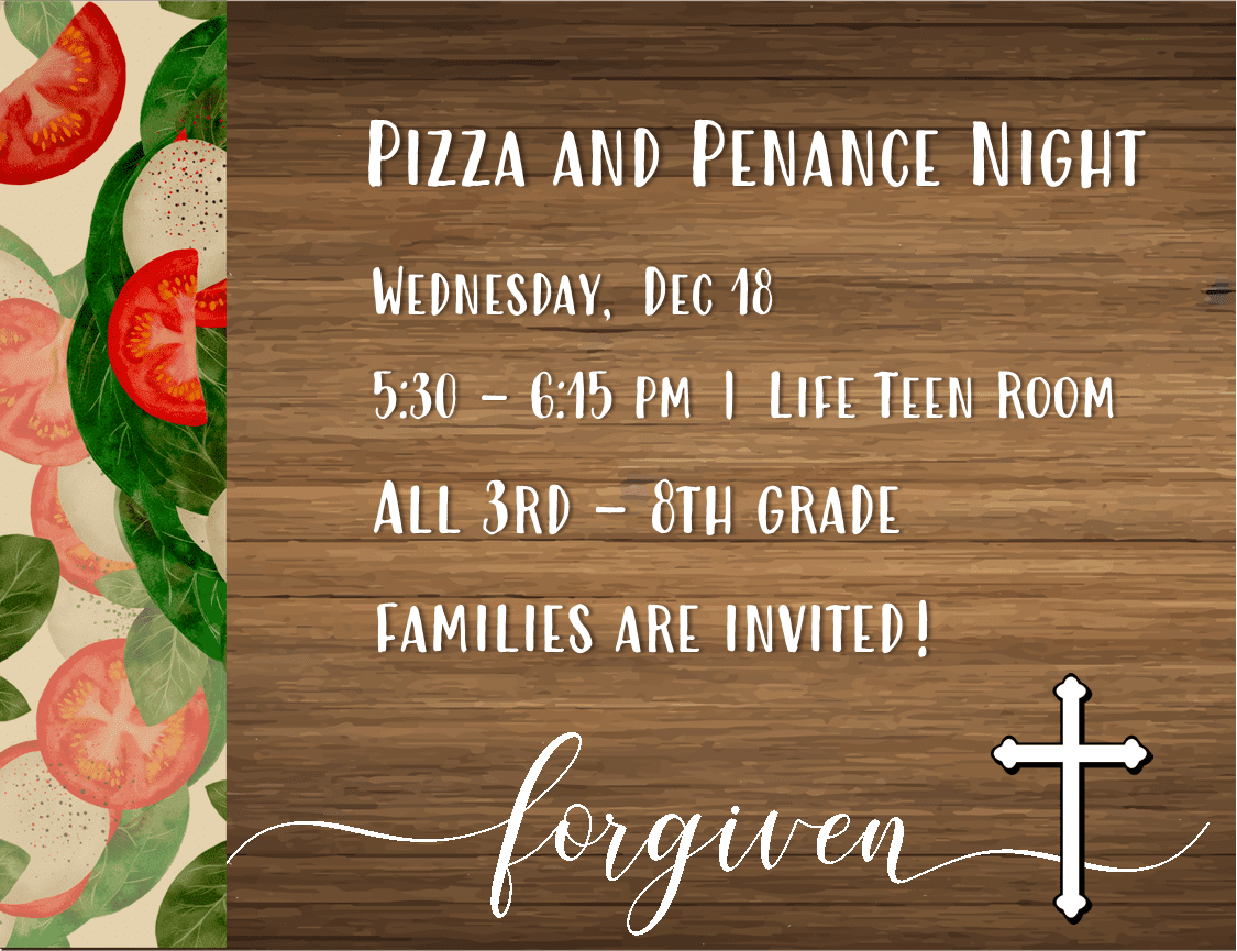 Pizza and Penance Evenings – Saint Jude the Apostle Catholic Church